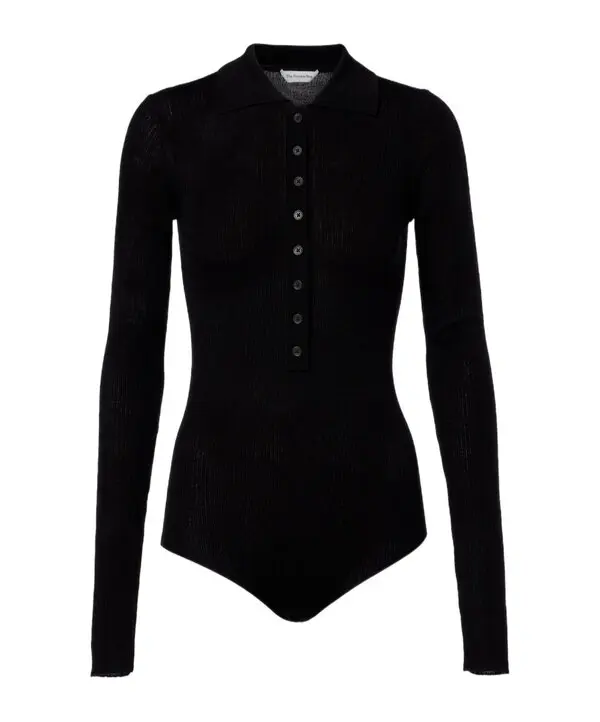 THE FRANKIE SHOP Solana Ribbed Bodysuit - Black