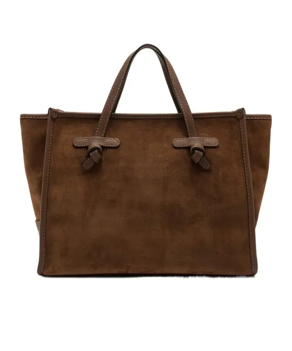 GIANNI CHIARINI Knotted Buckle Suede Tote Bag - Brown