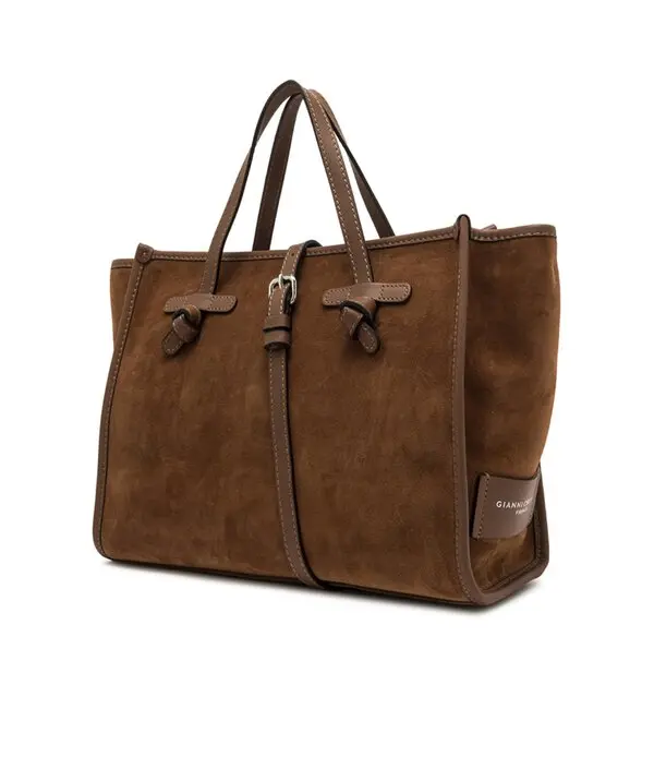 GIANNI CHIARINI Knotted Buckle Suede Tote Bag