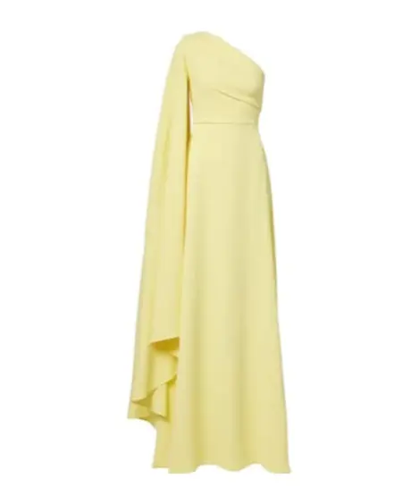 Solace Yazmin Asymmetric Caped Gown - Yellow