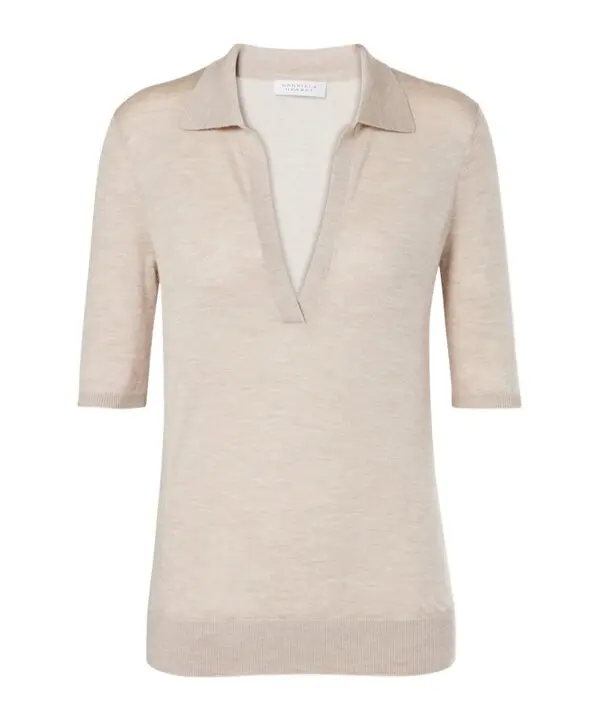 Gabriela Hearst Frank Cashmere And Silk Polo Sweater - Nude