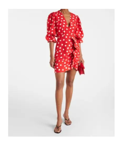 ADRIANA DEGREAS Polka-dot Ruffled Minidress