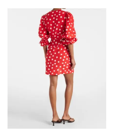 ADRIANA DEGREAS Polka-dot Ruffled Minidress
