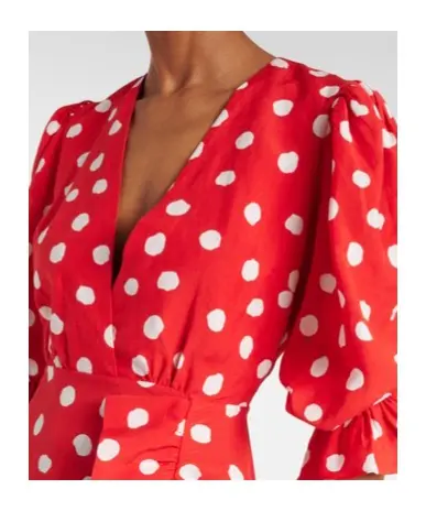 ADRIANA DEGREAS Polka-dot Ruffled Minidress