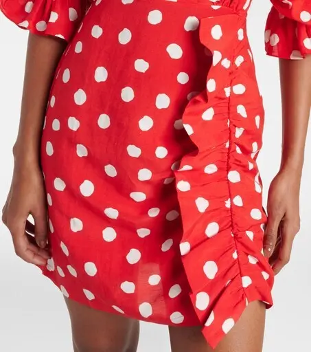 ADRIANA DEGREAS Polka-dot Ruffled Minidress