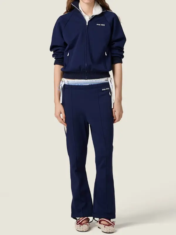 Miu Miu Technical Fabric Jacket With Ribbed Cuffs - Black