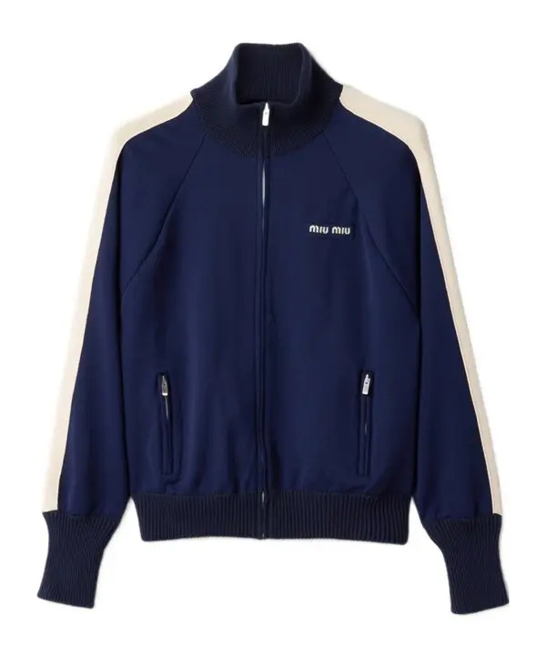 Miu Miu Technical Fabric Jacket With Ribbed Cuffs - No
