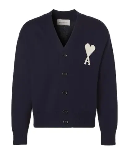 AMI Paris De Cœur Wool And Cotton Cardigan
