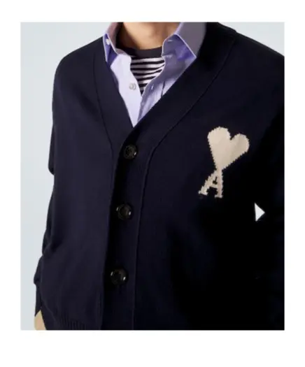 AMI Paris De Cœur Wool And Cotton Cardigan