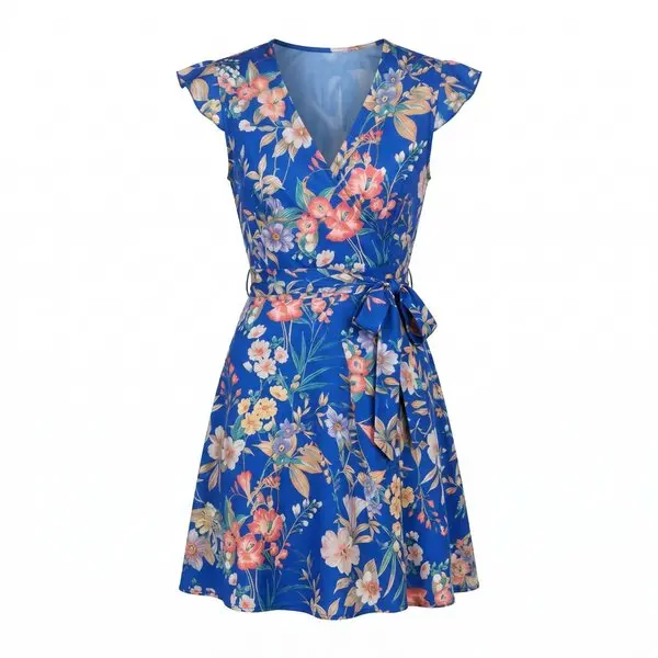 Yumi Kim Soho Mixer Silk Wrap Mini Dress With Floral Print - Blue