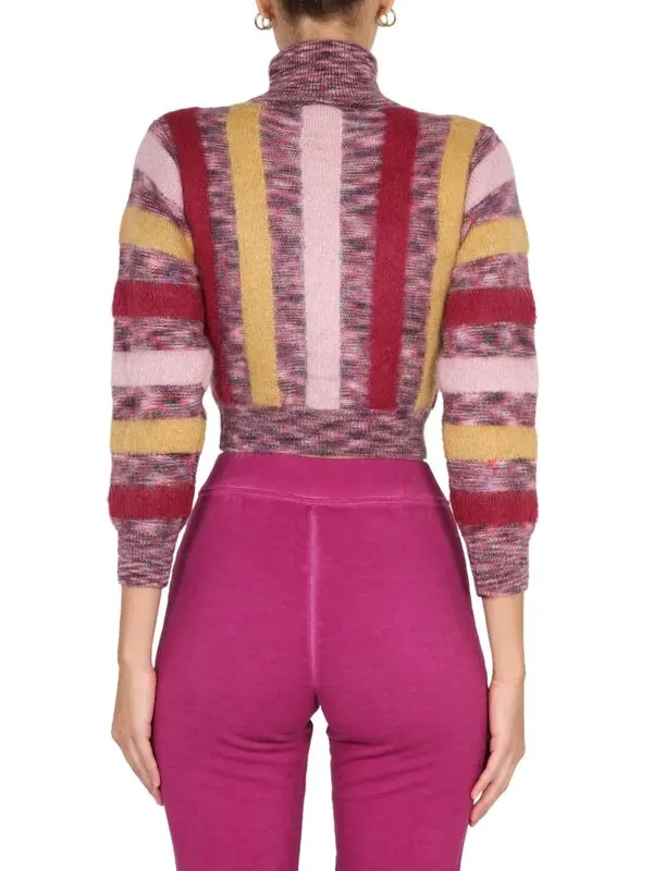 Dsquared2 Cropped High Neck Striped Knit Top - Multicolor