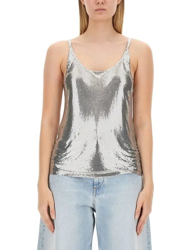Rabanne Wire Mesh Tank Top - Silver