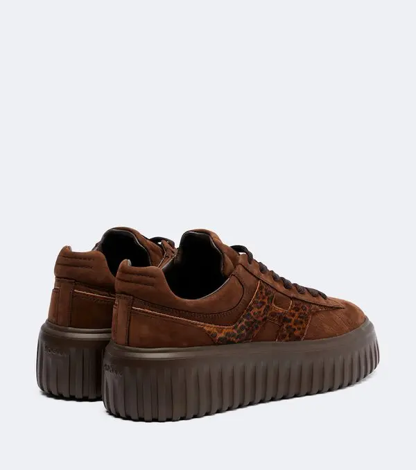 Hogan H645 Fur-trimmed Leather Platform Sneakers