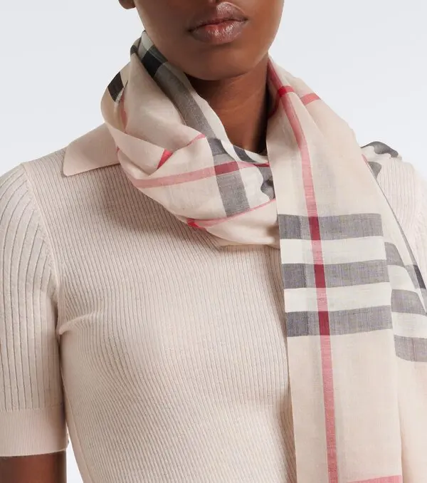 Burberry Check Wool And Silk Scarf