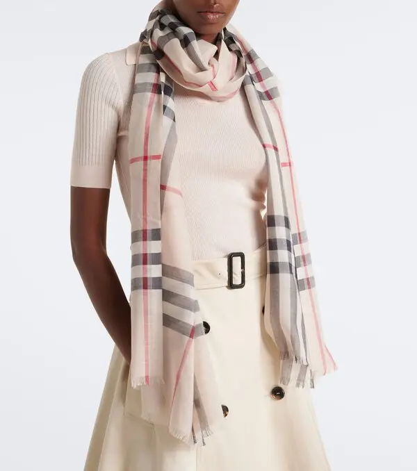 Burberry Check Wool And Silk Scarf