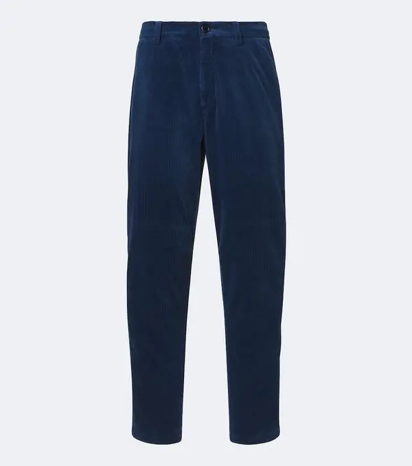 Brunello Cucinelli Cotton Corduroy Straight Leg Trousers - Blue