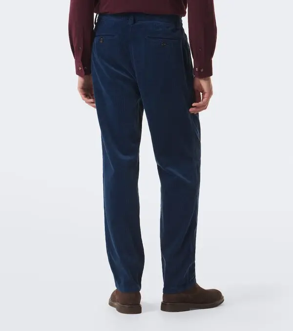 Brunello Cucinelli Cotton Corduroy Straight Leg Trousers - Blue