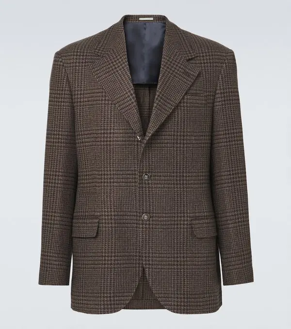 Brunello Cucinelli Prince Of Wales Check Cashmere Blazer