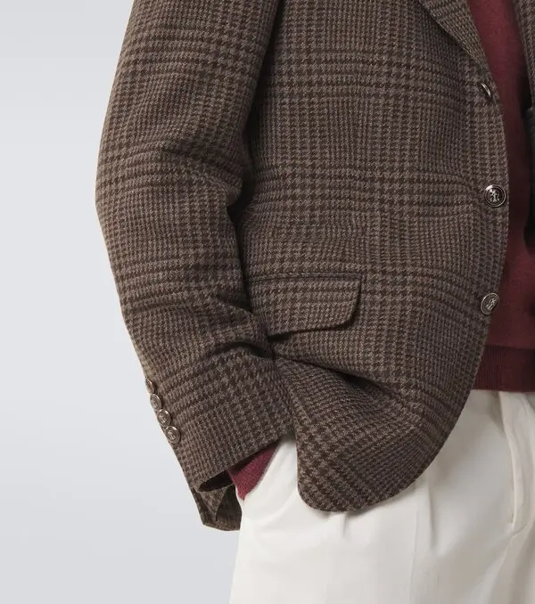 Brunello Cucinelli Prince Of Wales Check Cashmere Blazer