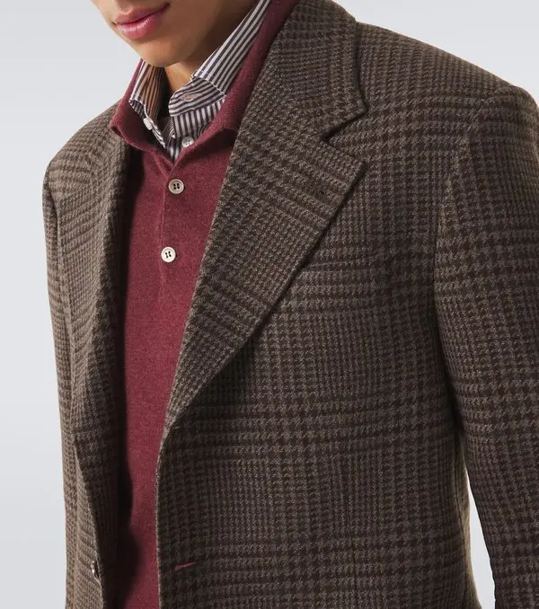 Brunello Cucinelli Prince Of Wales Check Cashmere Blazer