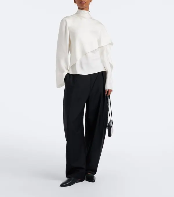 RÓHE Wool And Mohair Barrel Pants - Black