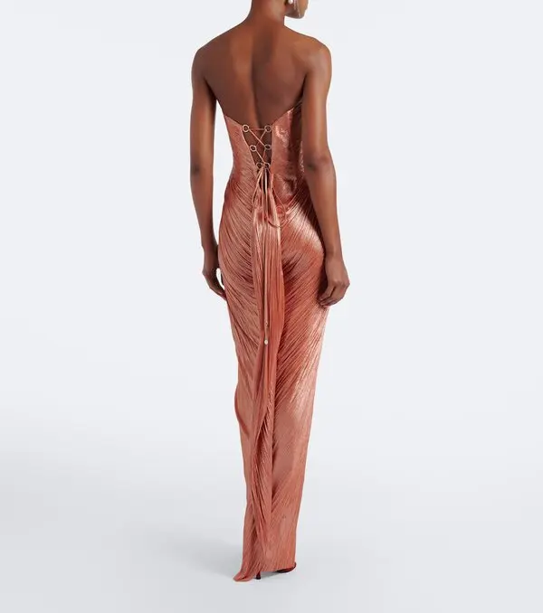 MARIA LUCIA HOHAN Nadira Silk Bustier Gown - Orange