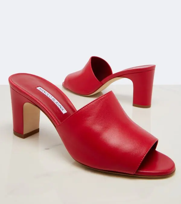 Manolo Blahnik Rapalla" Leather Mules - Red