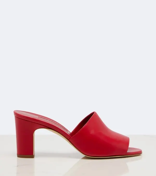 Manolo Blahnik Rapalla" Leather Mules - Red