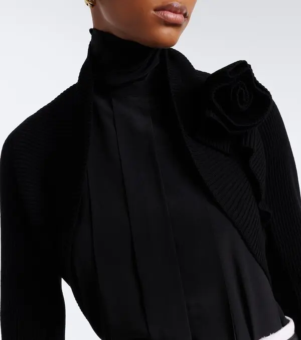 Max Mara Knitted Shrug With Embellished Flower Detail