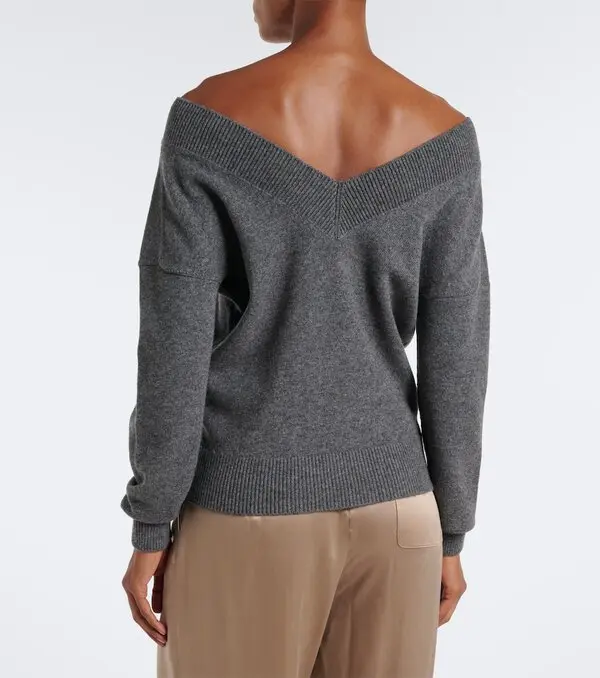 TOM FORD Off-shoulder V-neck Cashmere Sweater