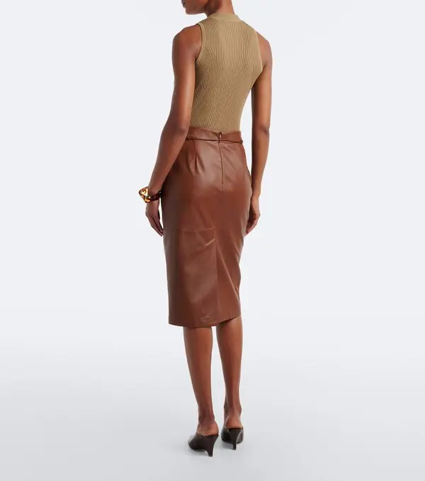 Max Mara Leather Midi Skirt
