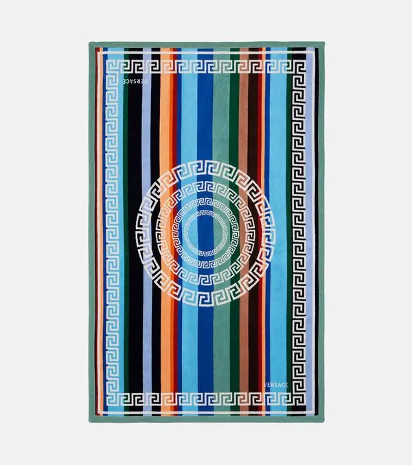Versace Greca Striped Cotton Terry Bath Sheet