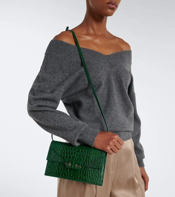 TOM FORD Auburn Mini Leather Crossbody Bag - Green