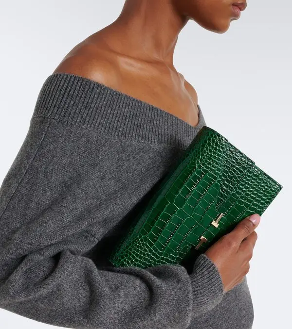 TOM FORD Auburn Mini Leather Crossbody Bag - Green