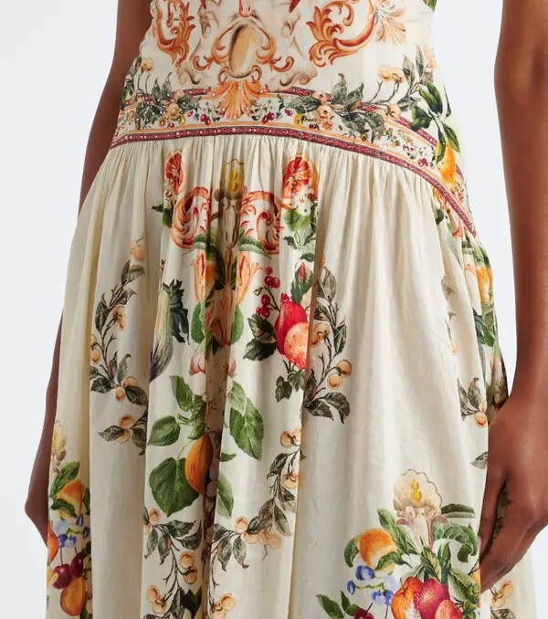 Camilla Embellished Printed Linen And Silk Maxi Dress