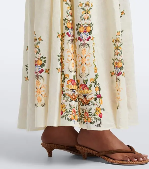 Camilla Embellished Printed Linen And Silk Maxi Dress