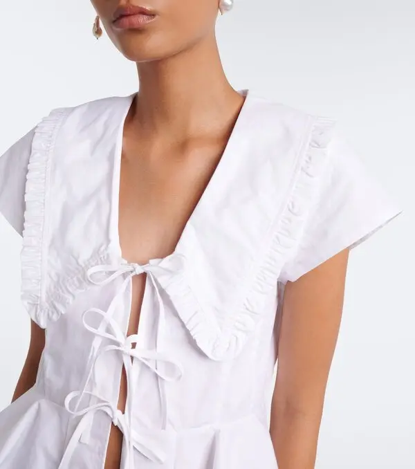 GANNI Peplum Blouse With Bow Detail - White