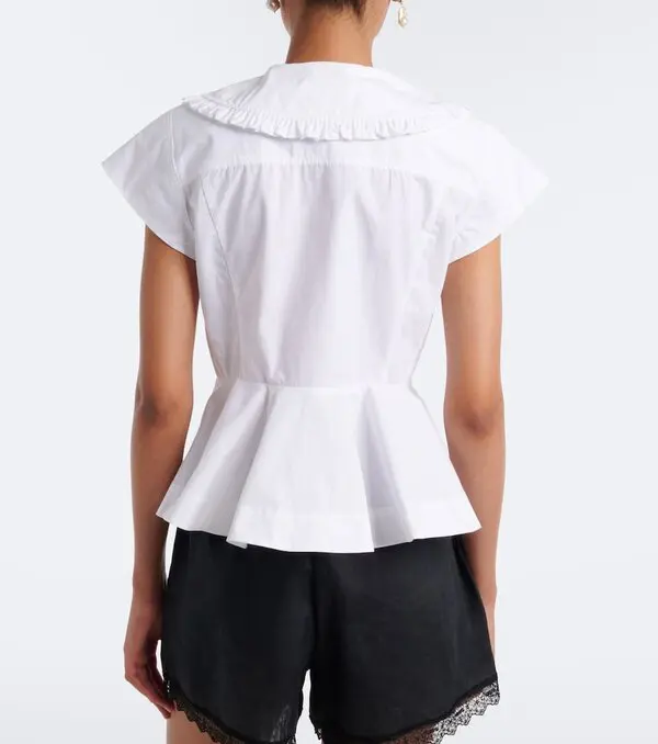 GANNI Peplum Blouse With Bow Detail - White