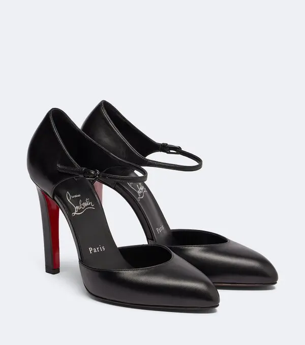 CHRISTIAN LOUBOUTIN Lamb Leather Ankle Strap Pumps - Black