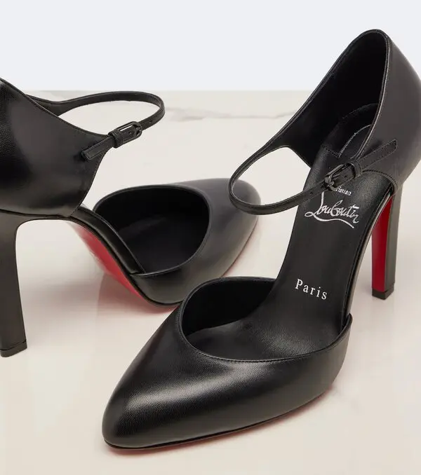 CHRISTIAN LOUBOUTIN Lamb Leather Ankle Strap Pumps - Black