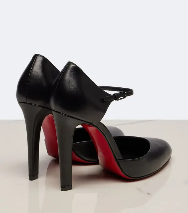 CHRISTIAN LOUBOUTIN Lamb Leather Ankle Strap Pumps - Black