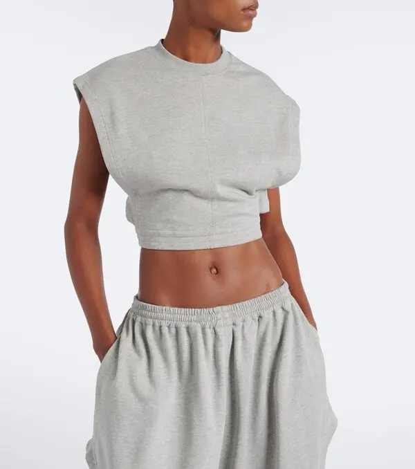 Alaïa Cotton-blend Fleece Crop Top