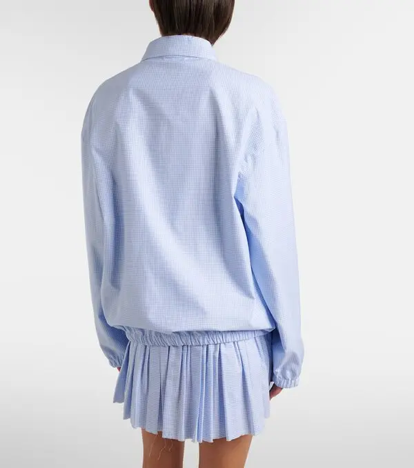 Miu Miu Logo Gingham Cotton Blouson Jacket