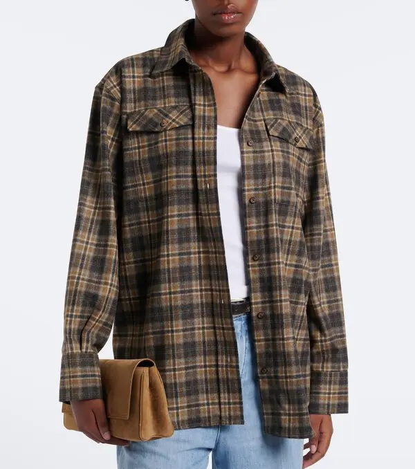 RÓHE Checked Wool-blend Overshirt