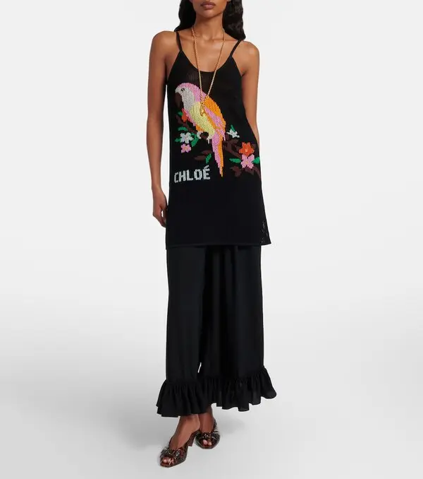 Chloé Embroidered Parrot Mini Dress