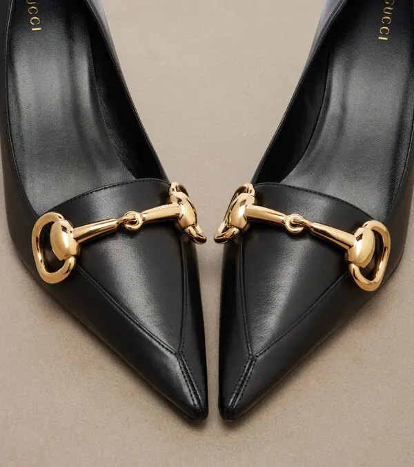 Gucci Boulevard Horsebit Leather Pumps - Black