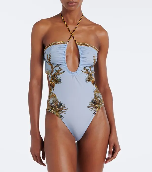La DoubleJ Printed Halterneck Swimsuit