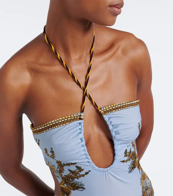 La DoubleJ Printed Halterneck Swimsuit