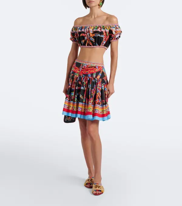 Dolce & Gabbana Carretto Print Cotton Miniskirt - Multicoloured