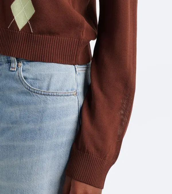 GANNI Argyle Cotton Cardigan